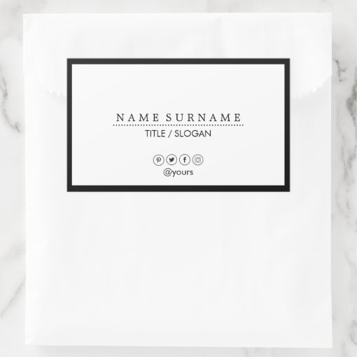 Simple Minimalist Clean Modern Black & White Luxe Rectangular Sticker ...