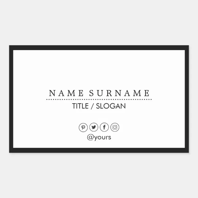 Simple Minimalist Clean Modern Black & White Luxe Rectangular Sticker ...