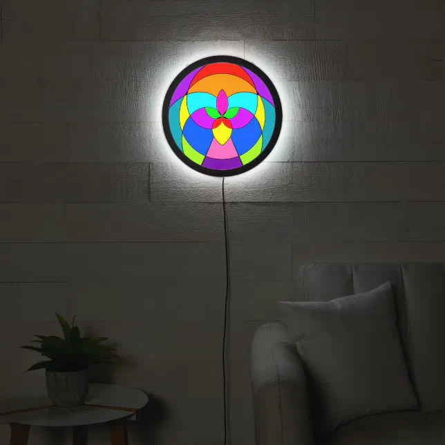 Simple Minimalist Colorful Stained Glass Pattern LED Sign | Zazzle