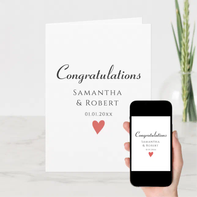 Simple Minimalist Congratulation, Wedding Card | Zazzle