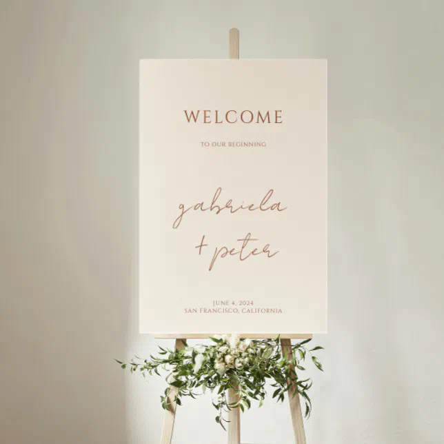 Simple Minimalist Cream Wedding Welcome Foam Board | Zazzle