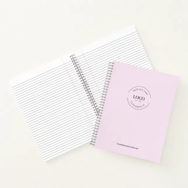 Simple Minimalist Custom Logo Branded Pink Notebook | Zazzle