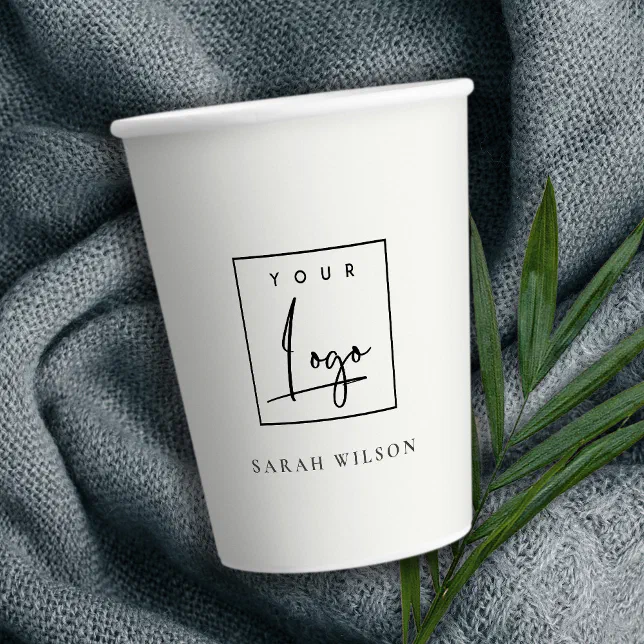 Simple Minimalist Custom Promotional Business Logo Paper Cups | Zazzle