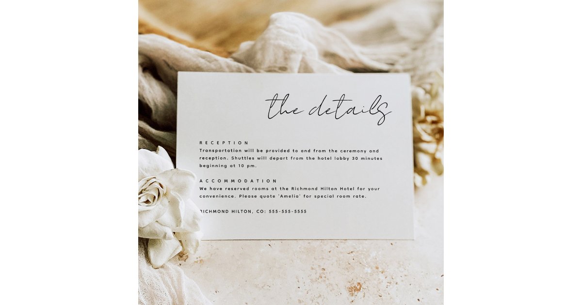 Simple Minimalist Details Card | Zazzle