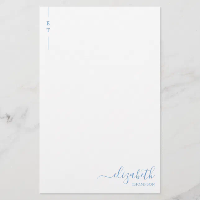 Simple Minimalist Dusty Blue Monogram Initial Stationery | Zazzle