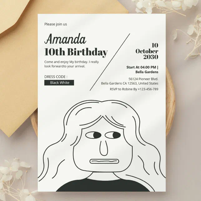 Simple Minimalist Elegant Birthday Invitation | Zazzle