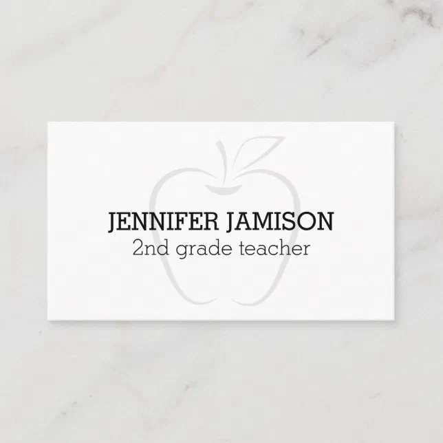 Simple Minimalist Elegant Black and White Teacher Business Card | Zazzle