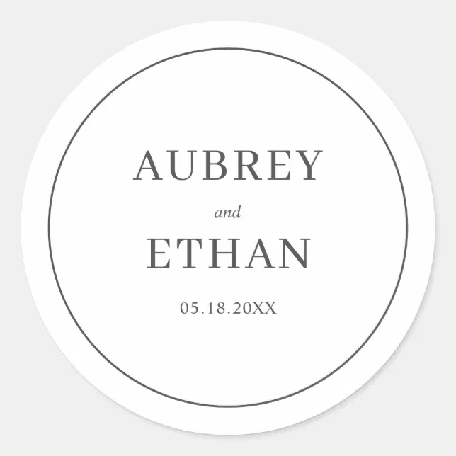 Simple Minimalist Elegant Wedding Classic Round Sticker | Zazzle