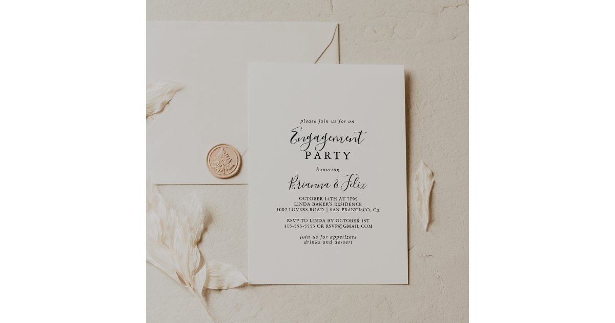 Simple Minimalist Engagement Party Invitation | Zazzle