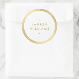 Simple Minimalist Faux Gold Border Classic Round Sticker | Zazzle