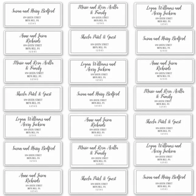 Simple Minimalist Frame Wedding Guest Address Sticker | Zazzle