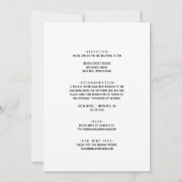 Simple Minimalist Front and Back Wedding Invitation | Zazzle