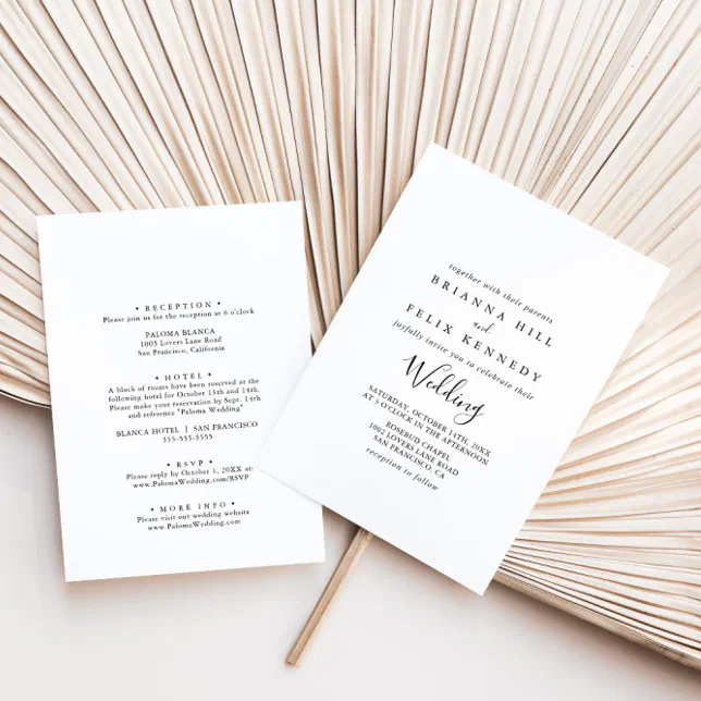 Simple Minimalist Front & Back Wedding Invitation | Zazzle