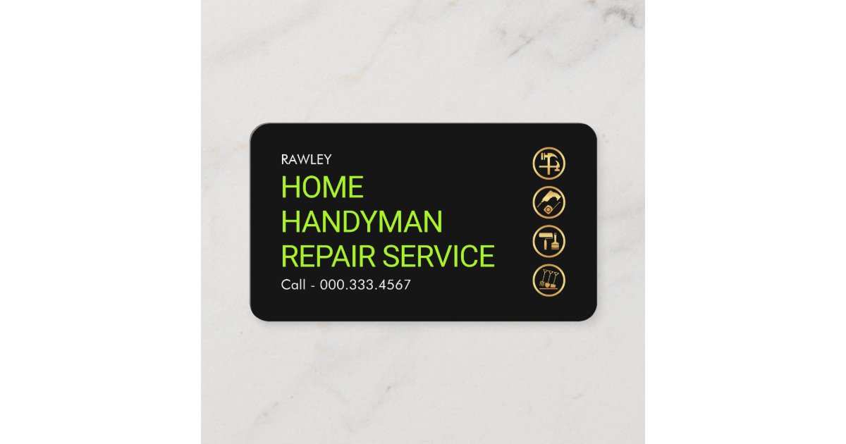Simple Minimalist Gold Handyman Works Business Card | Zazzle