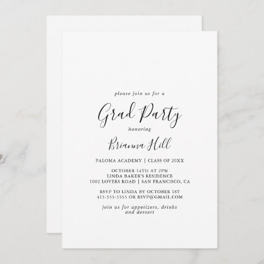 Simple Minimalist Grad Party Invitation | Zazzle.com