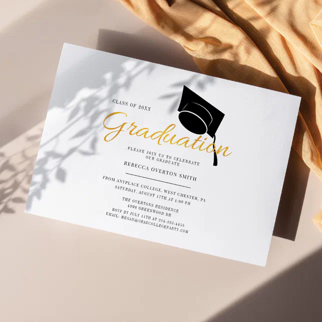 Simple Minimalist Graduation Cap Party Invitation | Zazzle