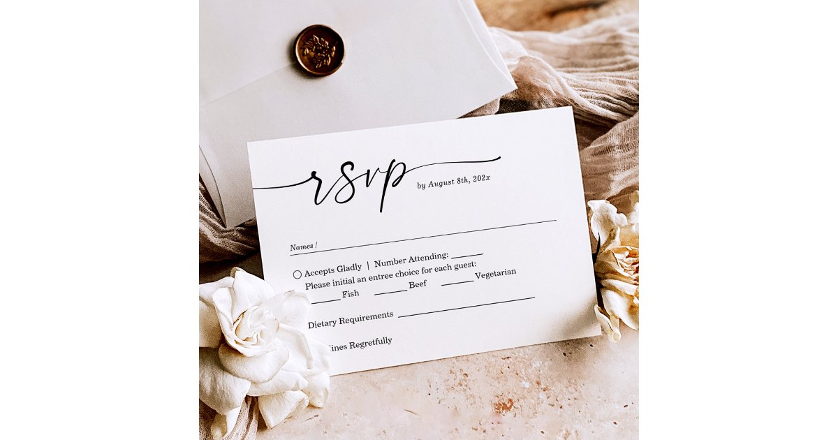 Simple Minimalist Handwritten Script Wedding RSVP Card | Zazzle