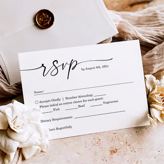 Simple Minimalist Handwritten Script Wedding RSVP Card | Zazzle