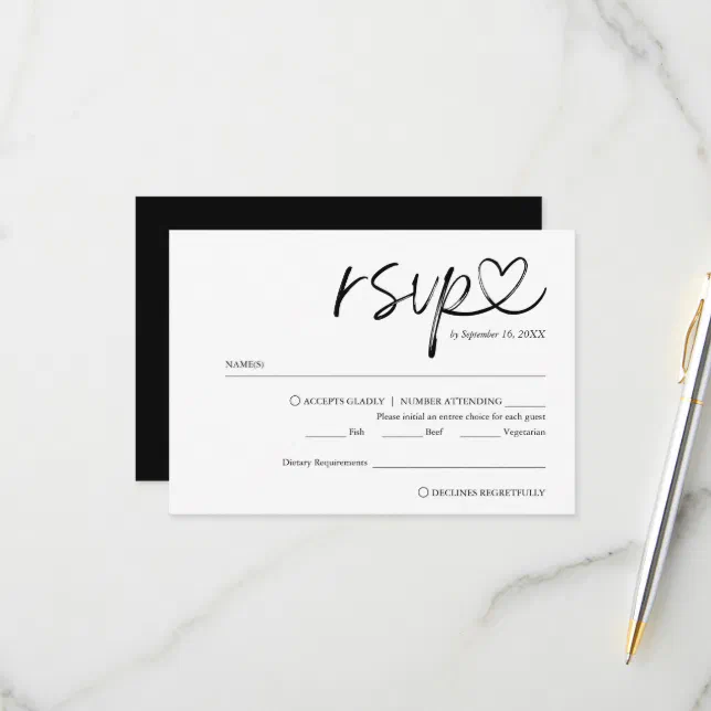 Simple Minimalist Handwritten Script Wedding RSVP Card | Zazzle