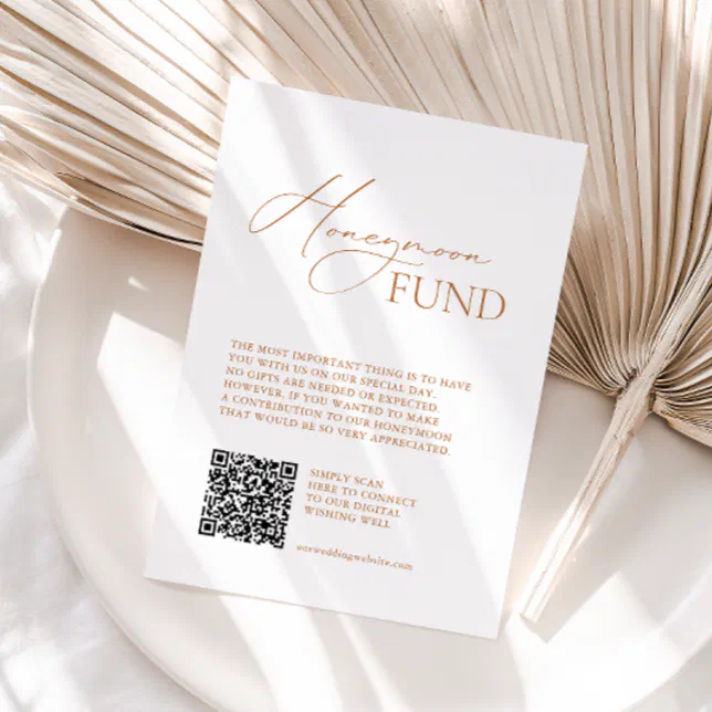 Simple Minimalist Honeymoon Fund Wishing Well Enclosure Card | Zazzle