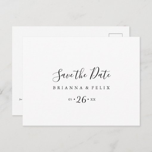 Simple Minimalist Horizontal Save the Date Postcard | Zazzle