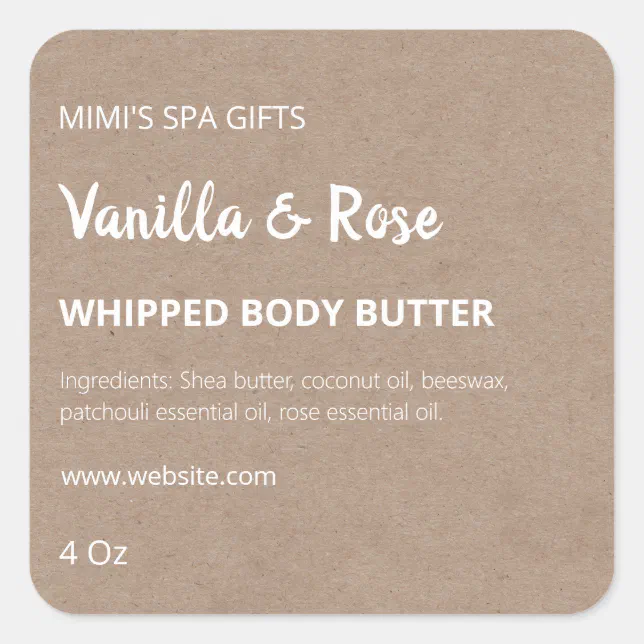 Simple Minimalist Kraft Body Butter Labels | Zazzle