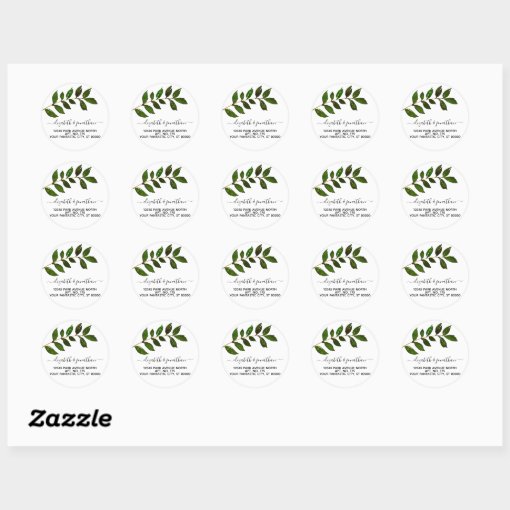 Simple Minimalist Leaf Foliage Wedding Classic Round Sticker | Zazzle