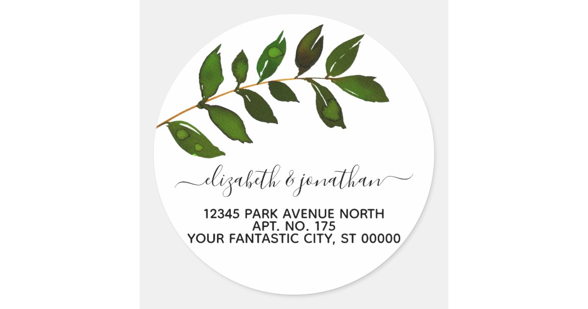 Simple Minimalist Leaf Foliage Wedding Classic Round Sticker | Zazzle