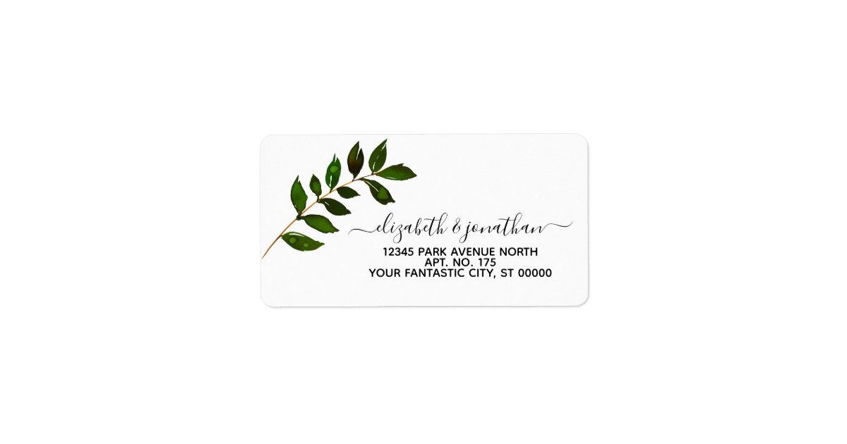 Simple Minimalist Leaf Foliage Wedding Label | Zazzle