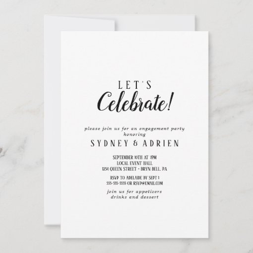 Simple Minimalist Let's Celebrate Party Invitation | Zazzle