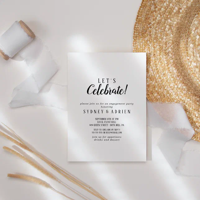 Simple Minimalist Let's Celebrate Party Invitation | Zazzle