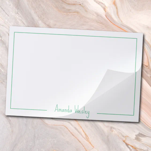 Simple Minimalist Light Green Monogram Full Name Paper Pad | Zazzle