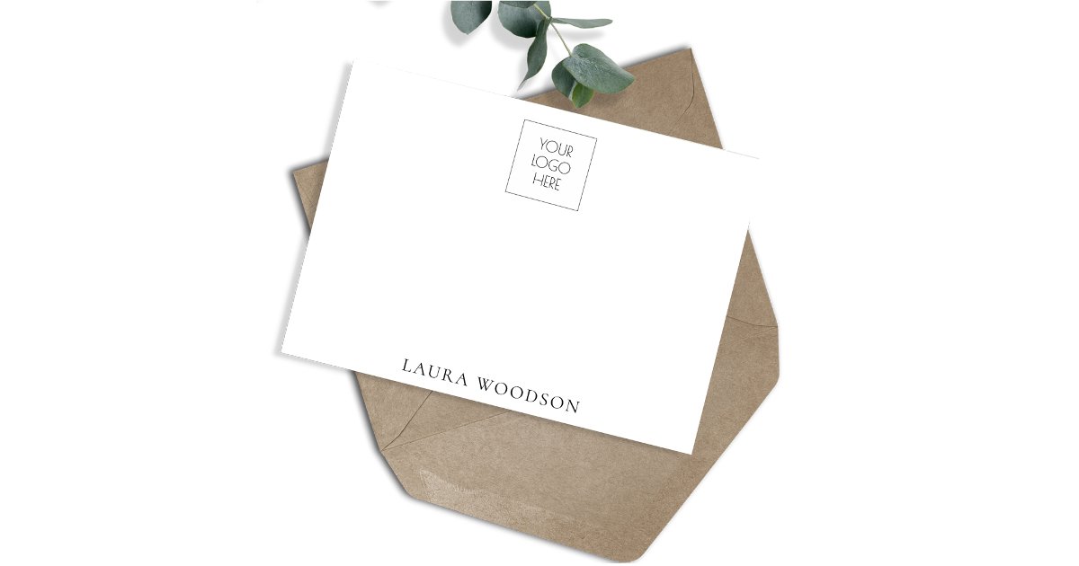 Simple Minimalist Logo Name Note Card | Zazzle