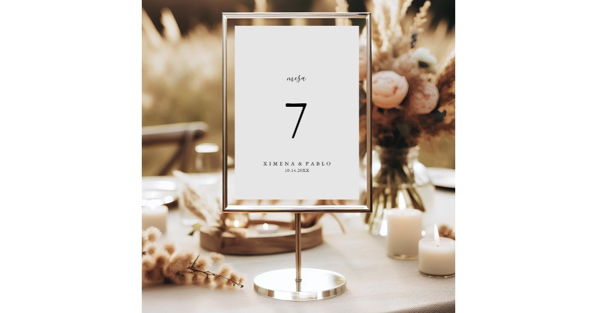 Simple Minimalist Mesa Spanish Wedding Table Number | Zazzle