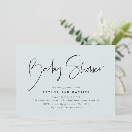 Simple Minimalist Modern Handwritten Baby Shower I Invitation | Zazzle
