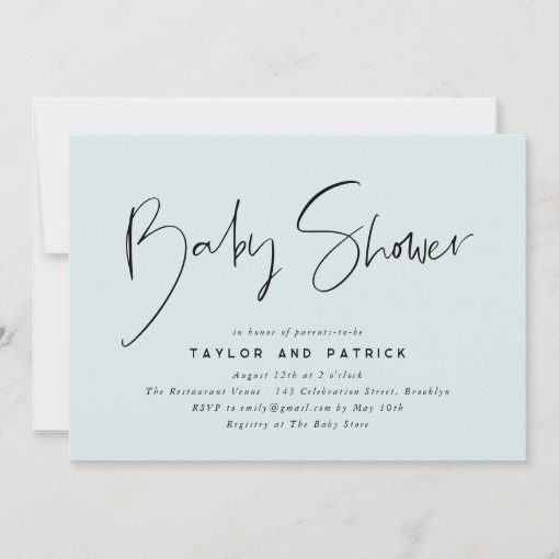 Simple Minimalist Modern Handwritten Baby Shower I Invitation | Zazzle