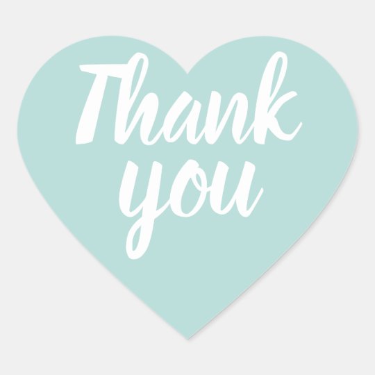 Simple minimalist modern pastel blue thank you heart sticker | Zazzle.com