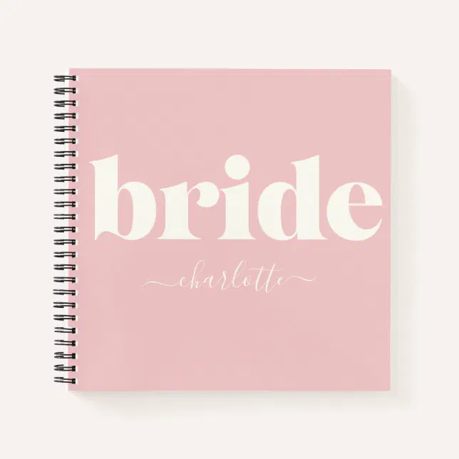 Simple Minimalist Modern Personalized Blush Bride Notebook | Zazzle