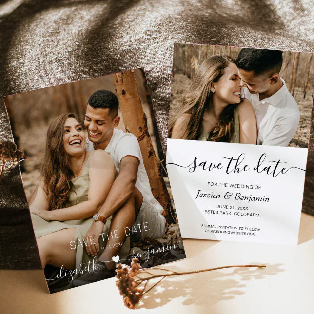 Simple Minimalist Modern Photo Wedding Save The Date | Zazzle