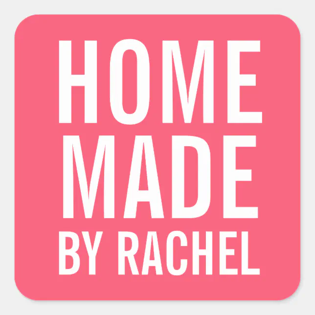 Simple minimalist modern trendy bold homemade square sticker | Zazzle
