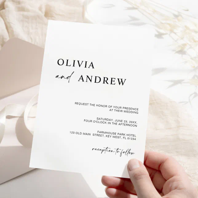 Simple Minimalist & Modern | Wedding Invitation | Zazzle