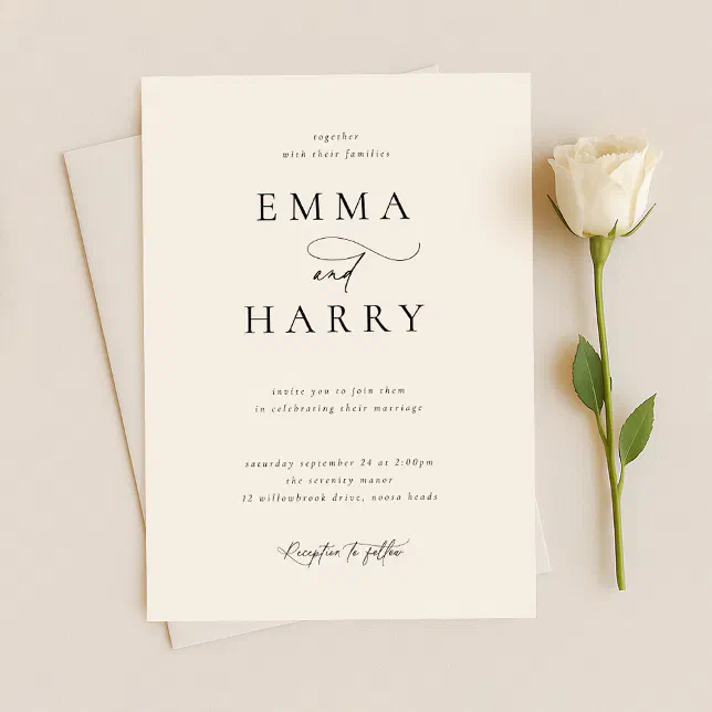 Simple Minimalist Modern Wedding Invitation | Zazzle