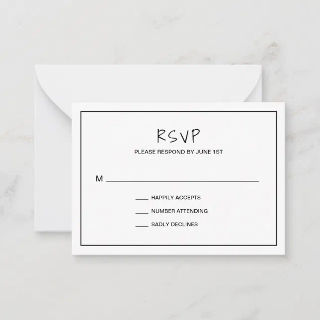 Simple Minimalist Modern Wedding Mini RSVP Card | Zazzle