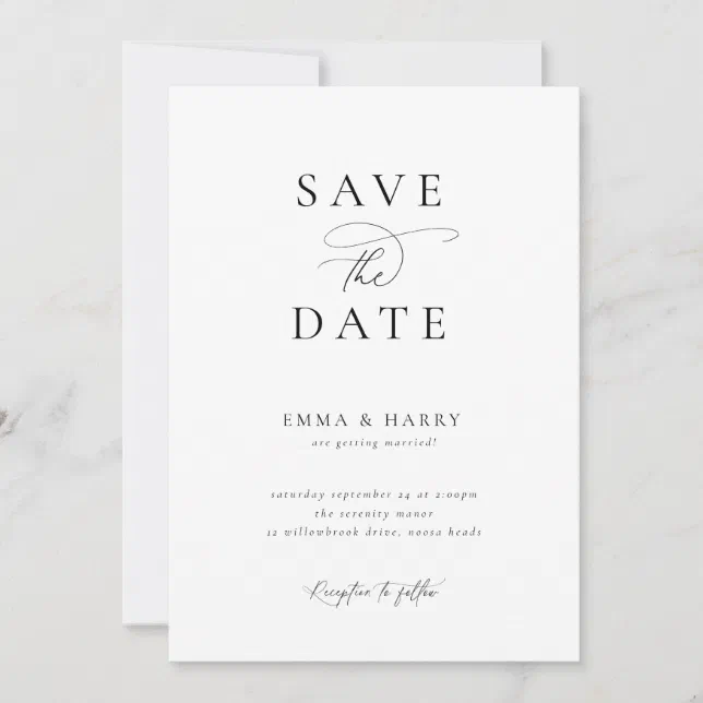 Simple Minimalist Modern Wedding Save the Date Invitation | Zazzle