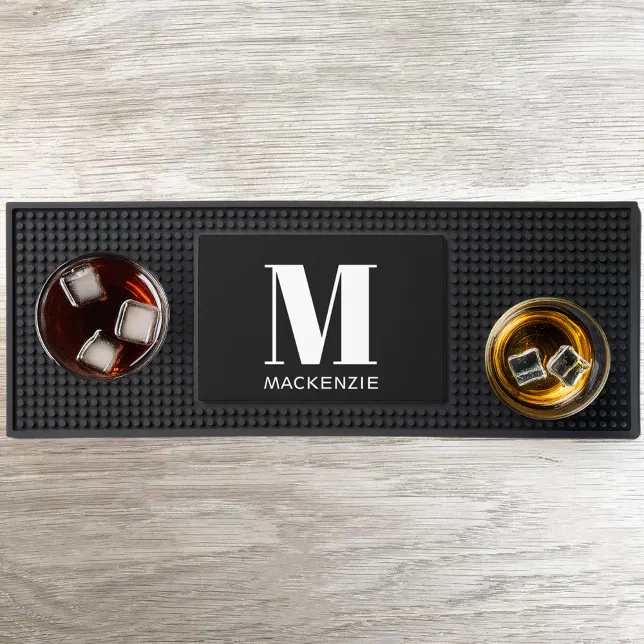 Simple Minimalist Monogram Initial Name Bar Mat | Zazzle