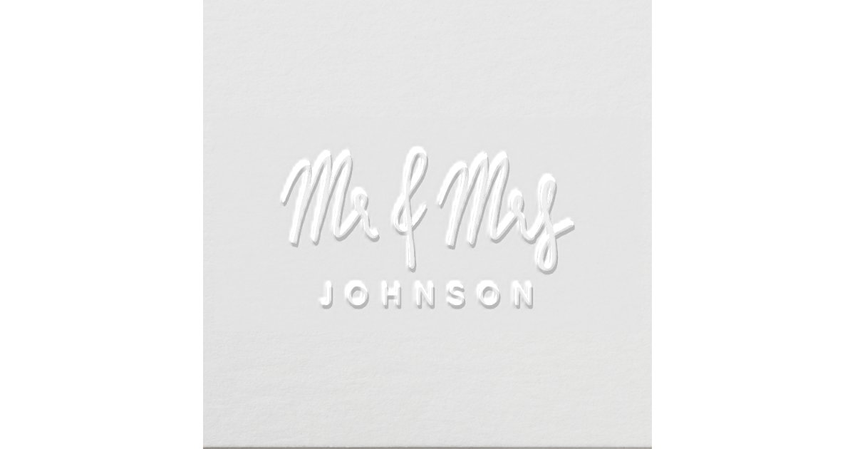 Simple Minimalist Mr & Mrs Custom Name Wedding Embosser | Zazzle