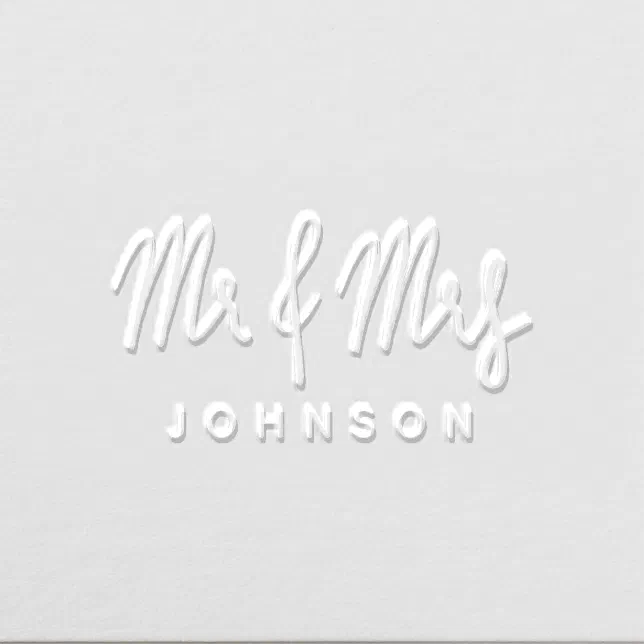 Simple Minimalist Mr & Mrs Custom Name Wedding Embosser | Zazzle