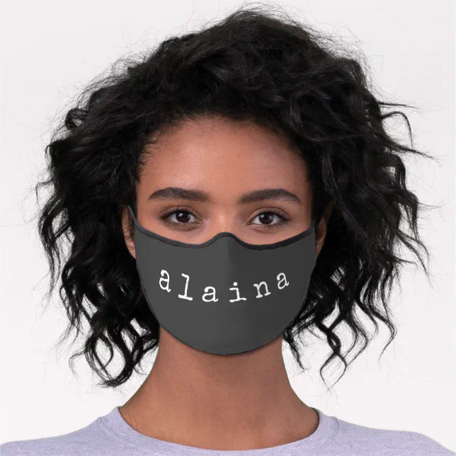 Simple Minimalist Name Design in Black Custom Premium Face Mask | Zazzle