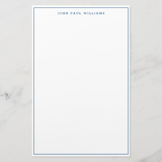 Simple Minimalist Navy Blue Thin Border Frame Stationery | Zazzle.com