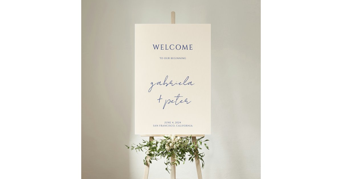 Simple Minimalist Navy Blue Wedding Welcome Foam Board | Zazzle